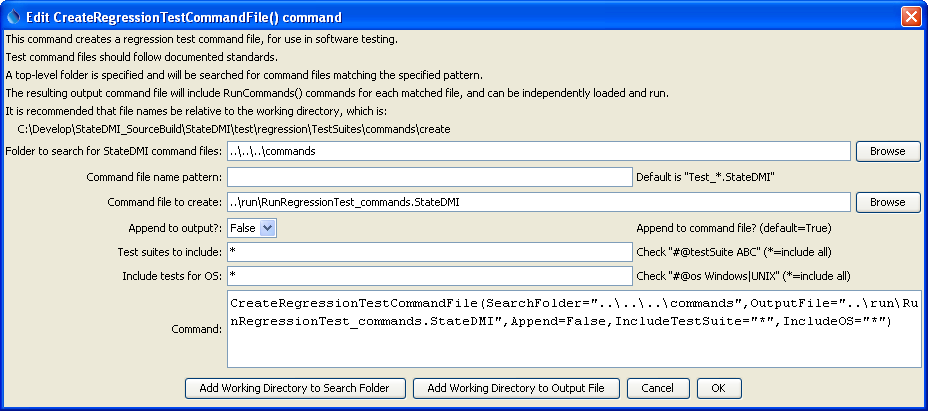 CreateRegressionTestCommandFile - CDSS / StateDMI