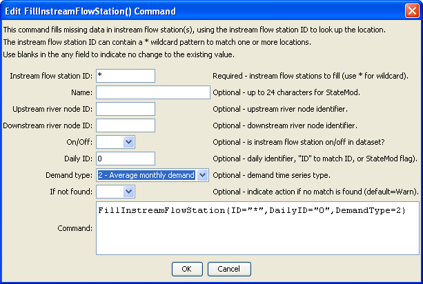 FillInstreamFlowStation - CDSS / StateDMI