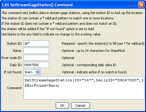 SetStreamGageStation - CDSS / StateDMI