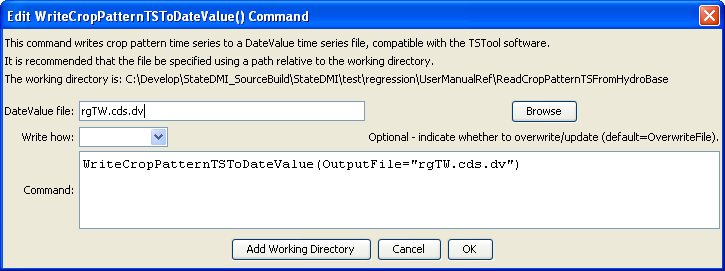 WriteCropPatternTSToDateValue - CDSS / StateDMI