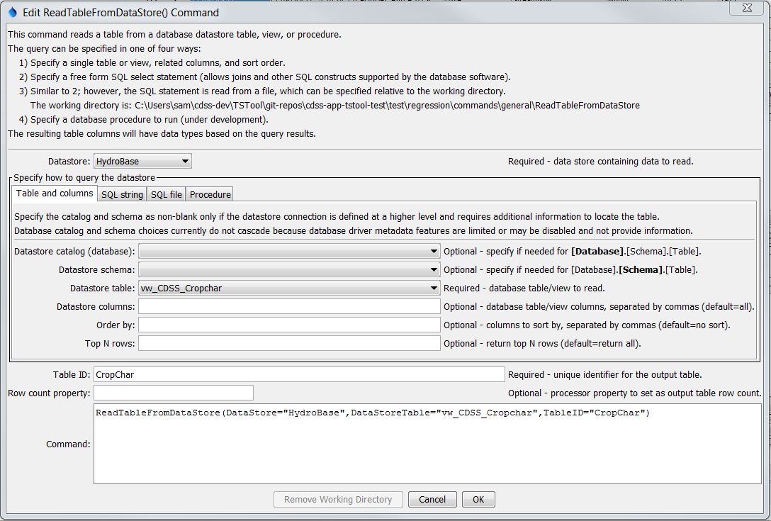 User Interface (UI) - CDSS / TSTool (Developer)