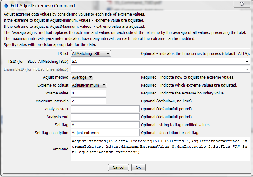 AdjustExtremes - CDSS / TSTool