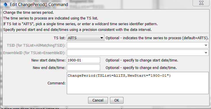 ChangePeriod - CDSS / TSTool
