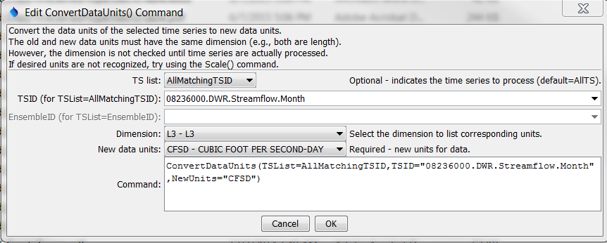 ConvertDataUnits - CDSS / TSTool