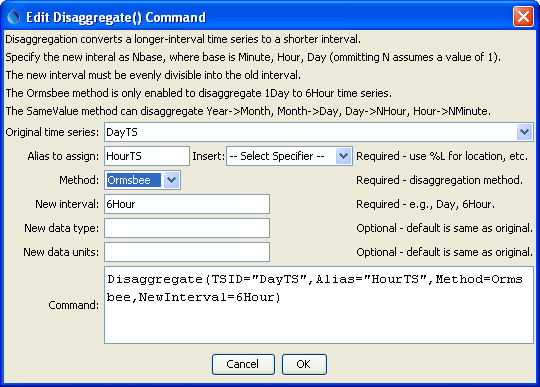 Disaggregate - CDSS / TSTool