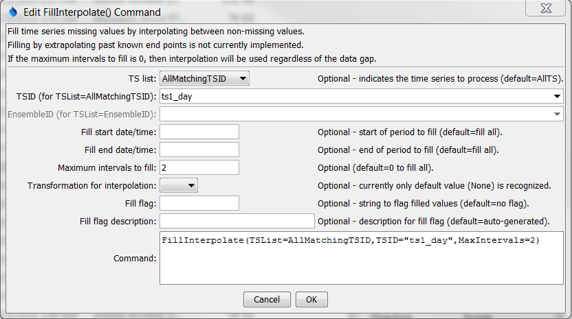 FillInterpolate - CDSS / TSTool