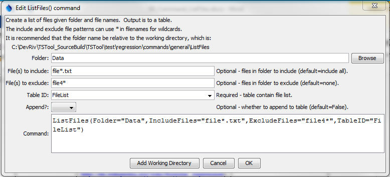 ListFiles - CDSS / TSTool