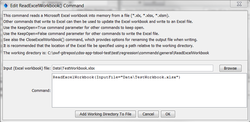 ReadExcelWorkbook - CDSS / TSTool