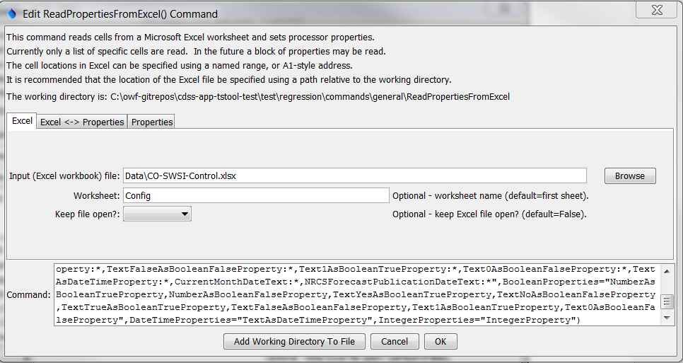 ReadPropertiesFromExcel - CDSS / TSTool