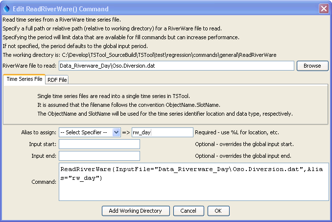 ReadRiverWare - CDSS / TSTool
