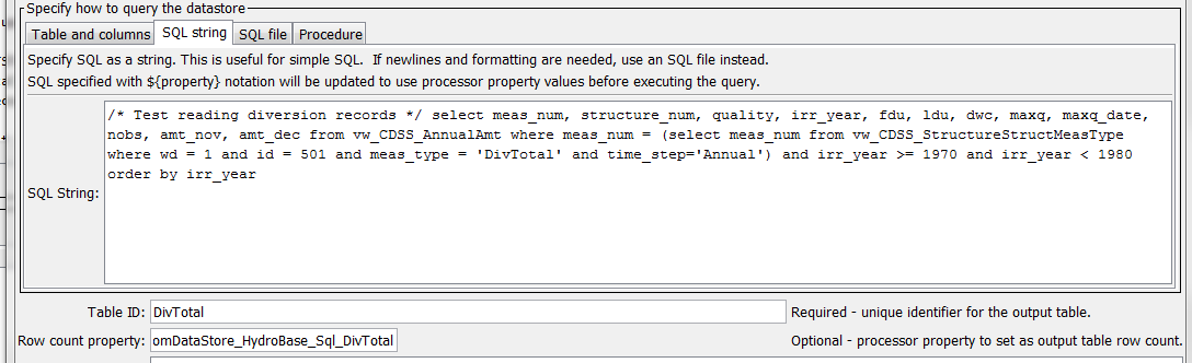 ReadTableFromDataStore - CDSS / TSTool
