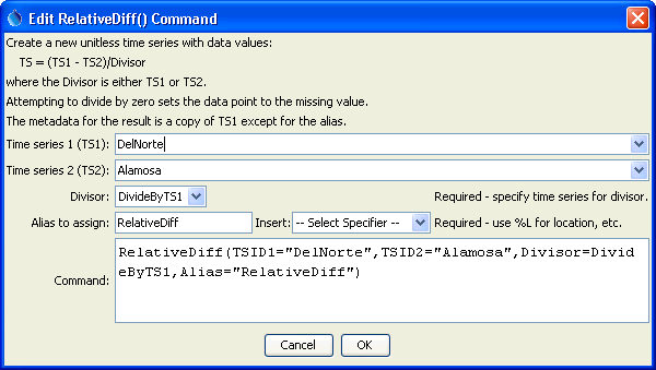 RelativeDiff - CDSS / TSTool