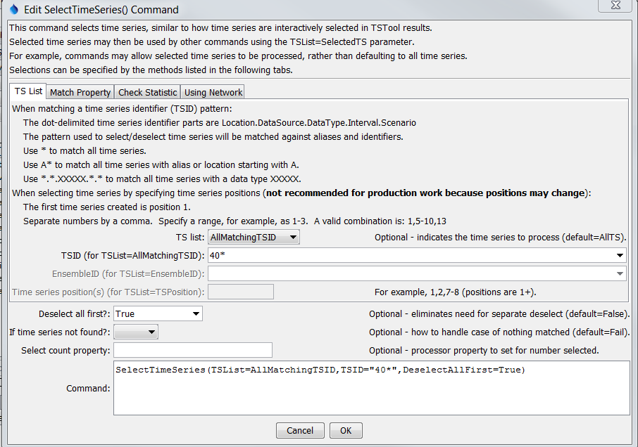 SelectTimeSeries - CDSS / TSTool