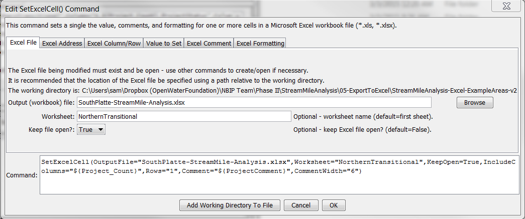 SetExcelCell - CDSS / TSTool