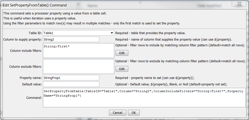 SetPropertyFromTable - CDSS / TSTool