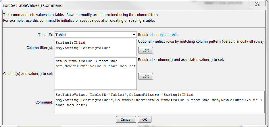 SetTableValues - CDSS / TSTool