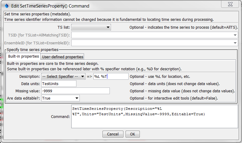 SetTimeSeriesProperty - CDSS / TSTool