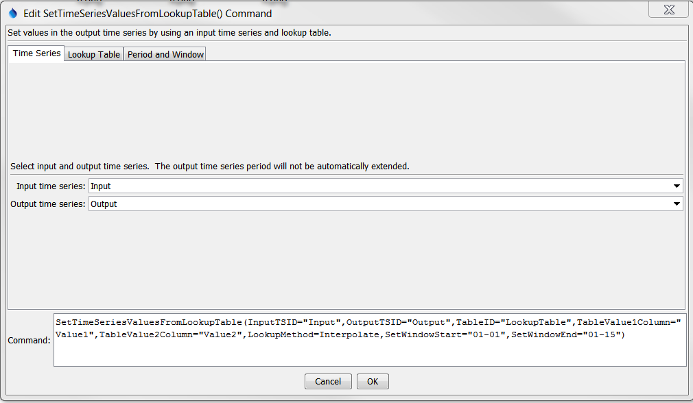 SetTimeSeriesValuesFromLookupTable - CDSS / TSTool