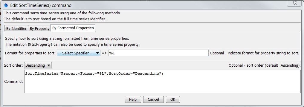 SortTimeSeries - CDSS / TSTool