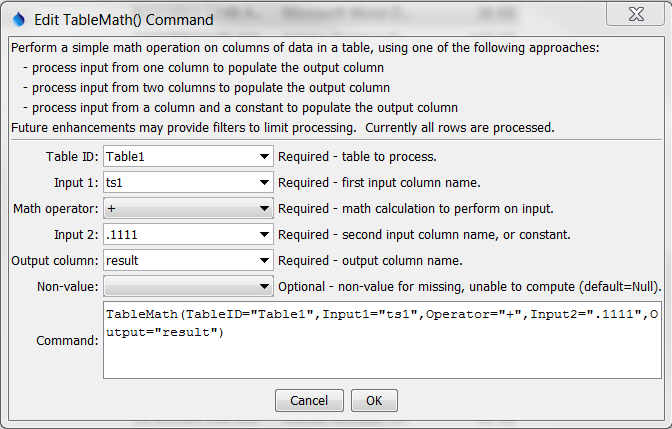 TableMath - CDSS / TSTool