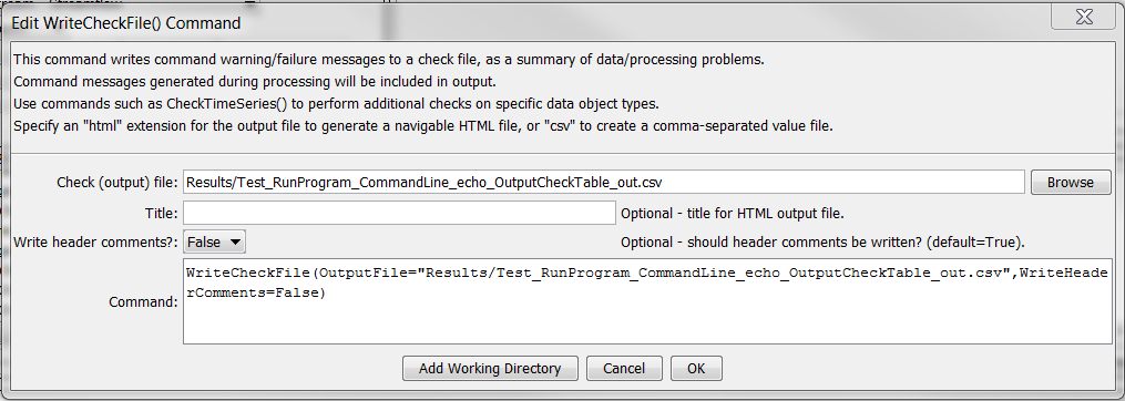 WriteCheckFile - CDSS / TSTool