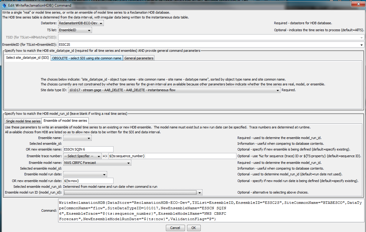 WriteReclamationHDB - CDSS / TSTool