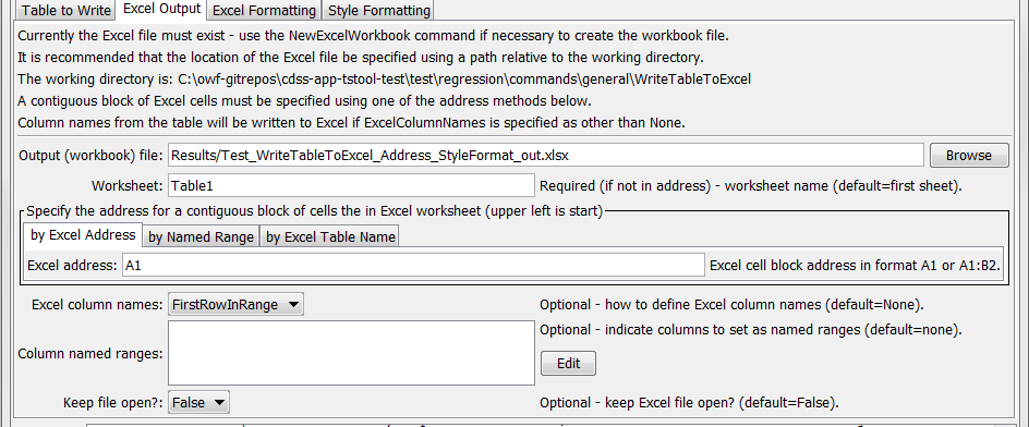 WriteTableToExcel - CDSS / TSTool