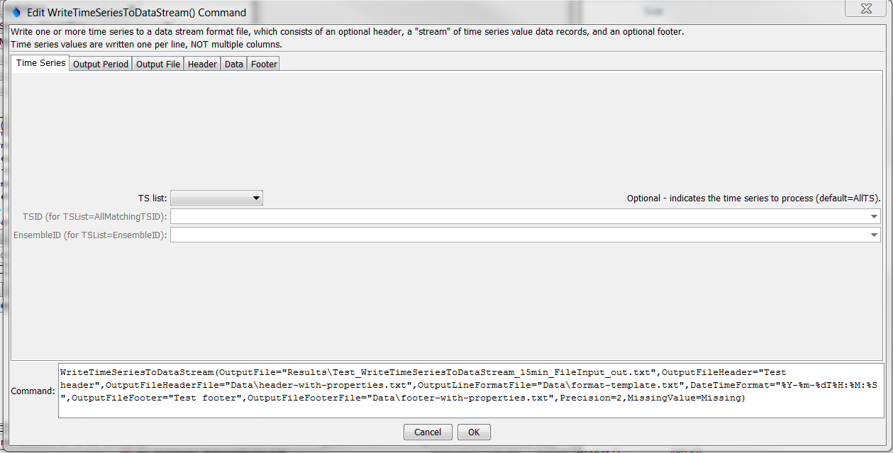 WriteTimeSeriesToDataStream - CDSS / TSTool