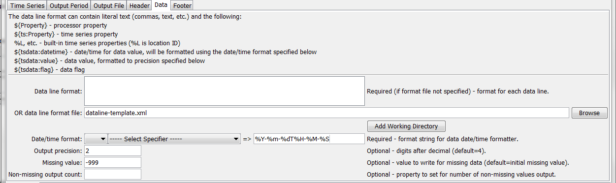 WriteTimeSeriesToDataStream - CDSS / TSTool